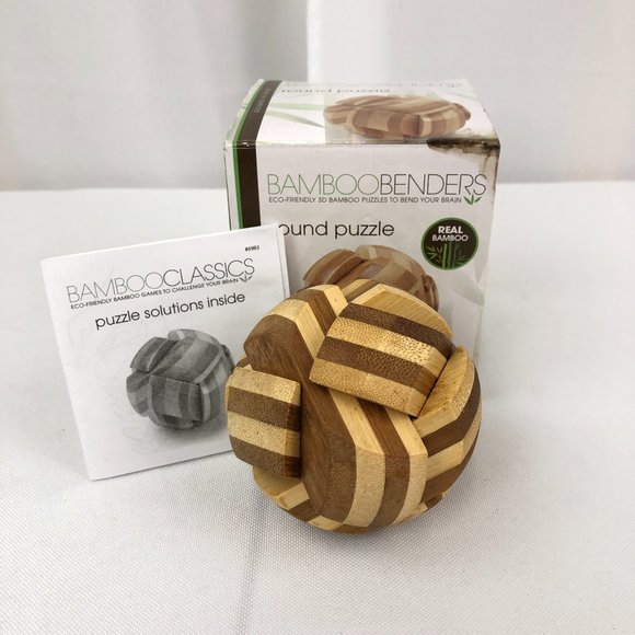 Bamboo Benders | Toys | Bamboo Benders Wood 3d Round Puzzle Brain ...